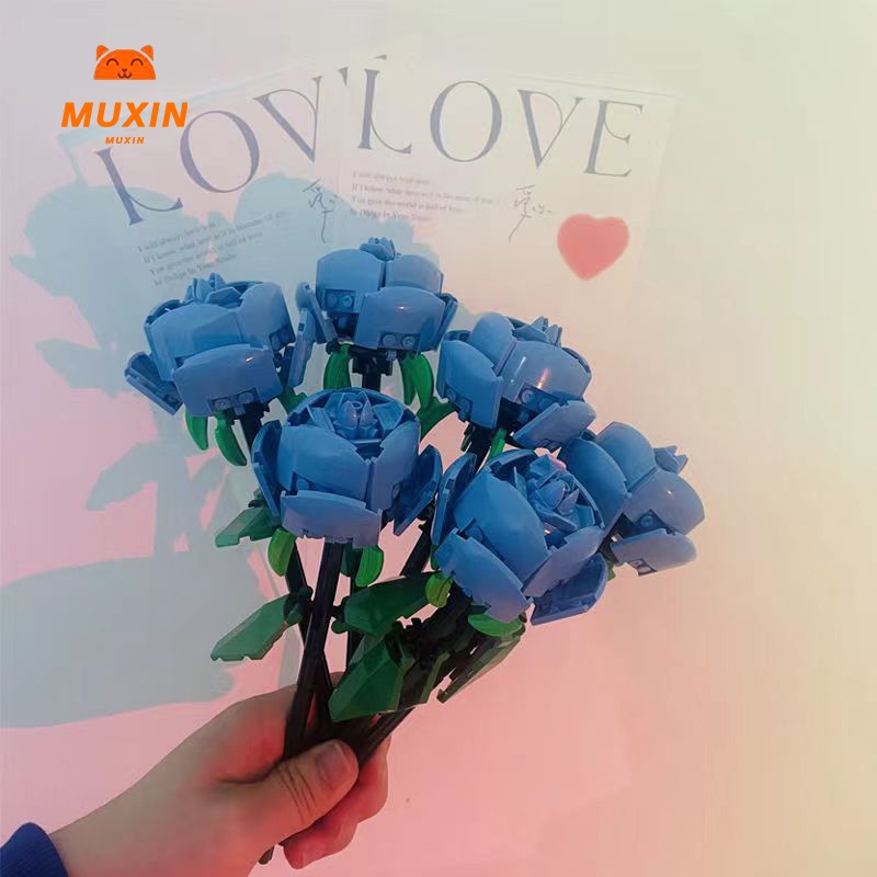Lego Flower Rose Blue Girl Desktop Decoration | Shopee Philippines