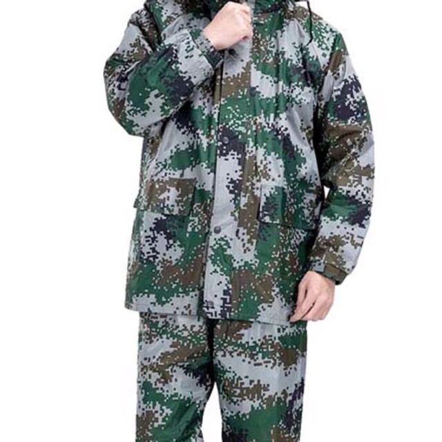 Rubberized Military Print Terno Raincoat with Eye and Neck Cover ...