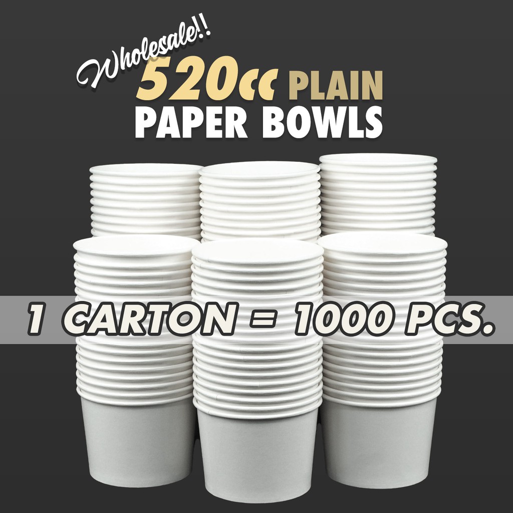 [500pcs / 1,000pcs] Wholesale 520cc Plain Paper Bowl & Lids (for Rice ...
