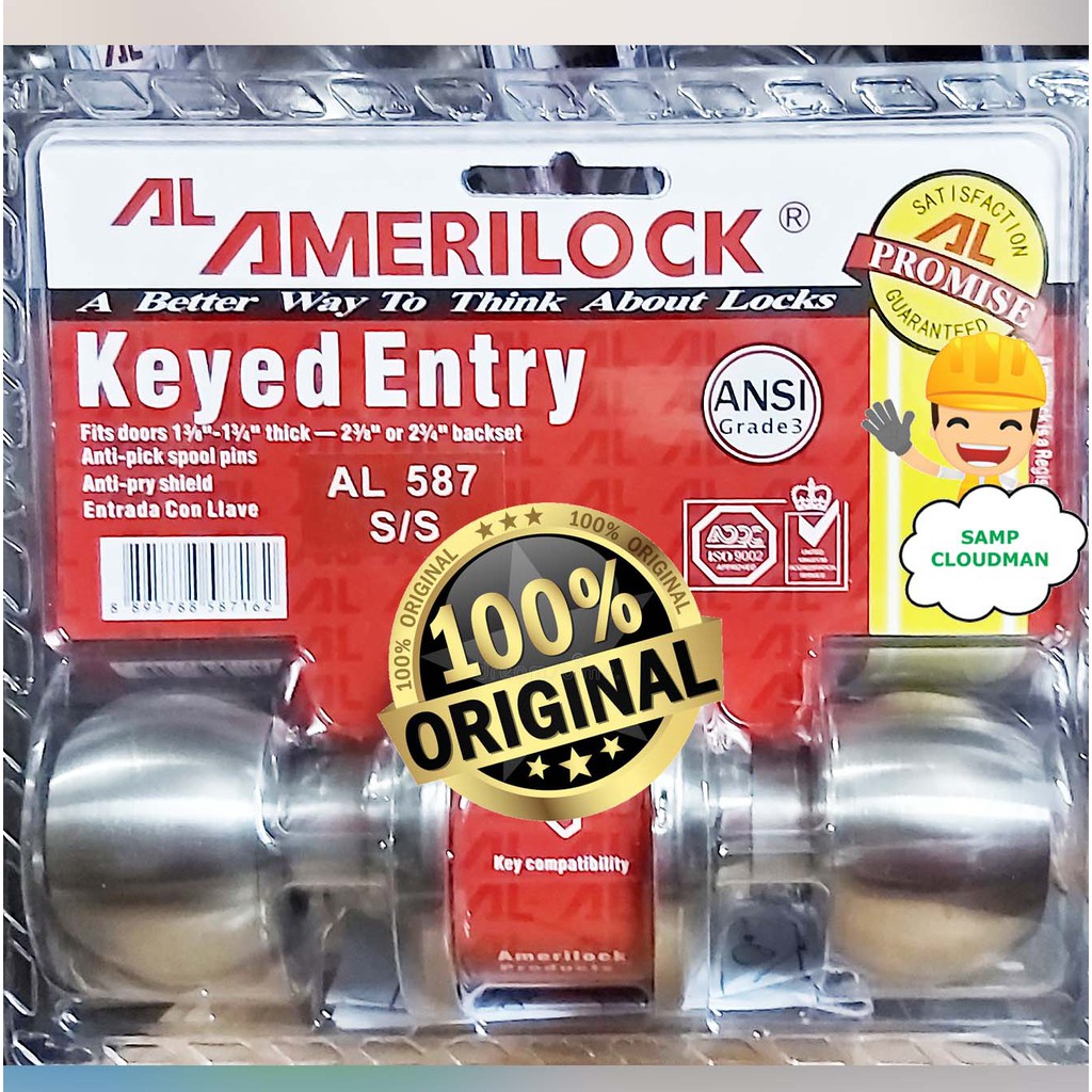 Amerilock Stainless Lockset AL 587 S/S Door Knob, Lock Set Doorknob ...