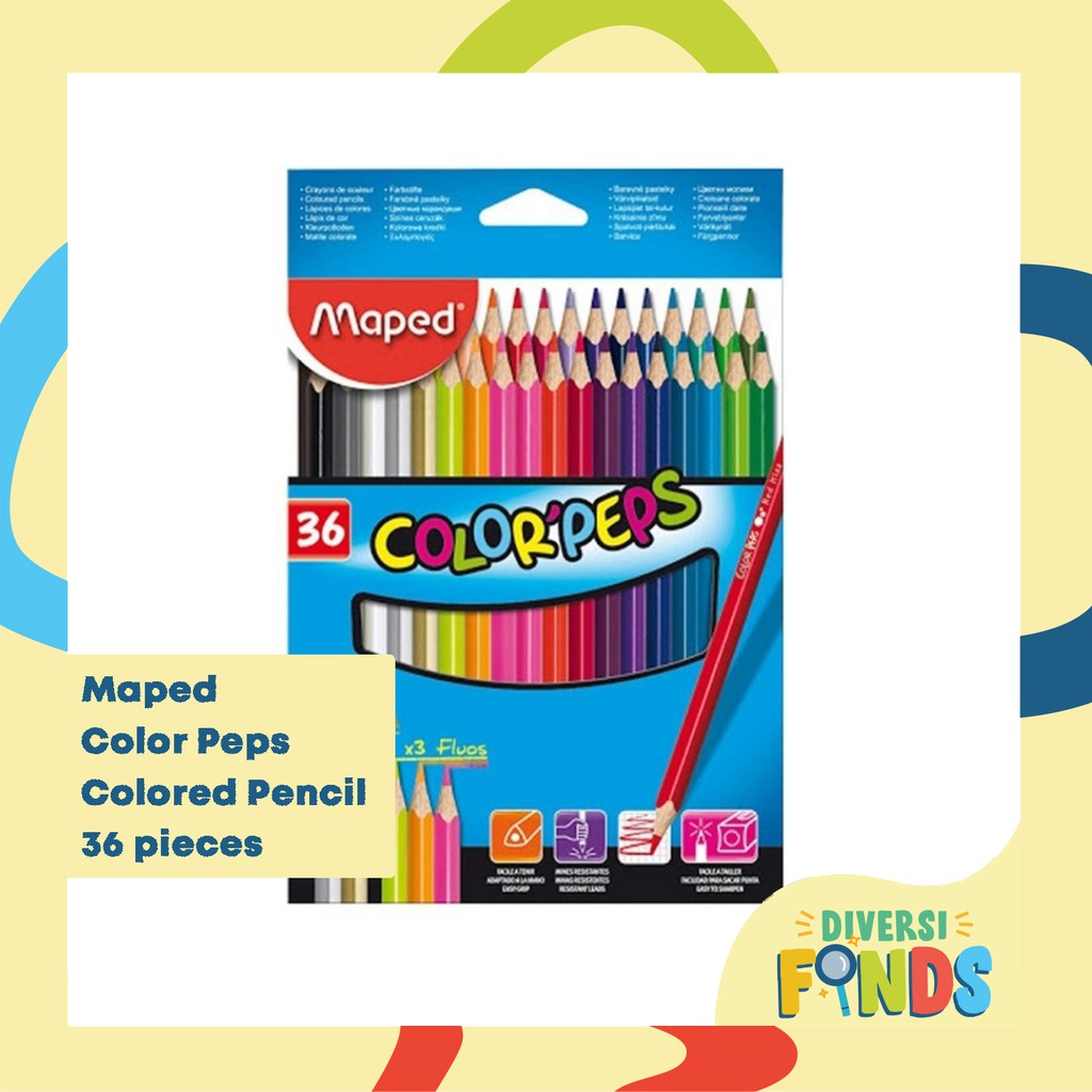 Maped Colorpeps Colored pencil 12, 24, 36 Colors , 1 color per pencil ...