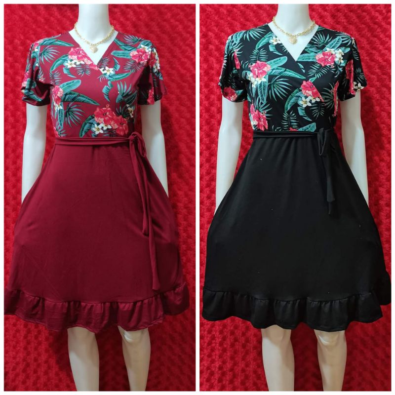 alyana combi wrap dress fit large to xl | Shopee Philippines
