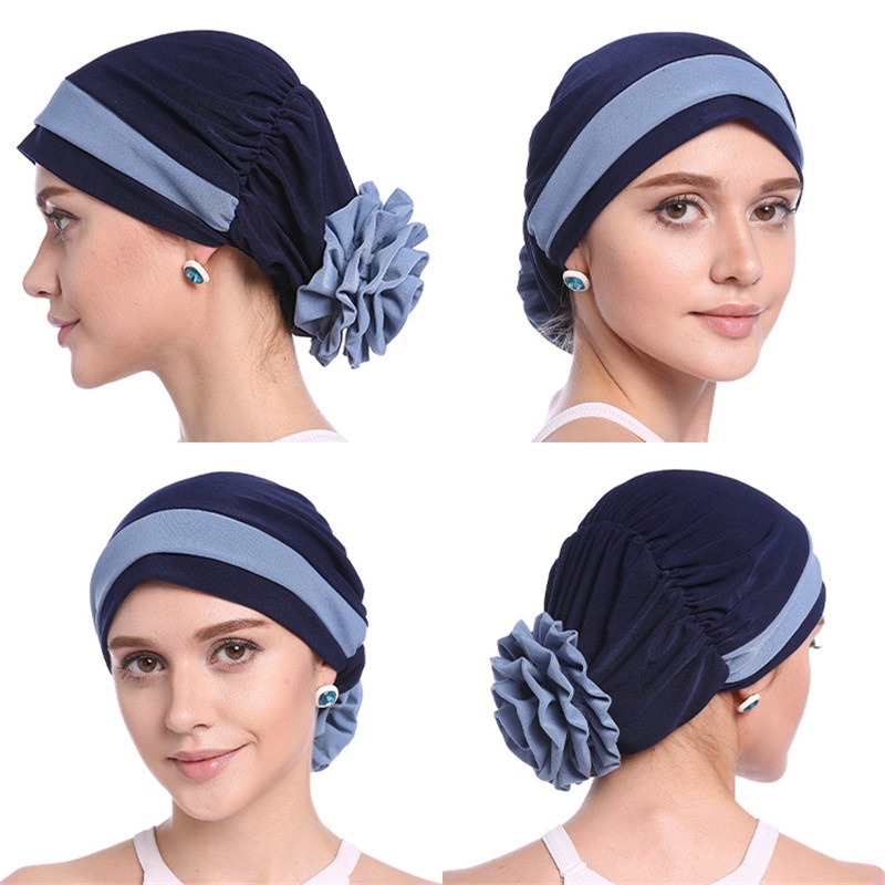 Forehead two colors Turban hijab Stretch Inner Hijabs Full cover Caps ...