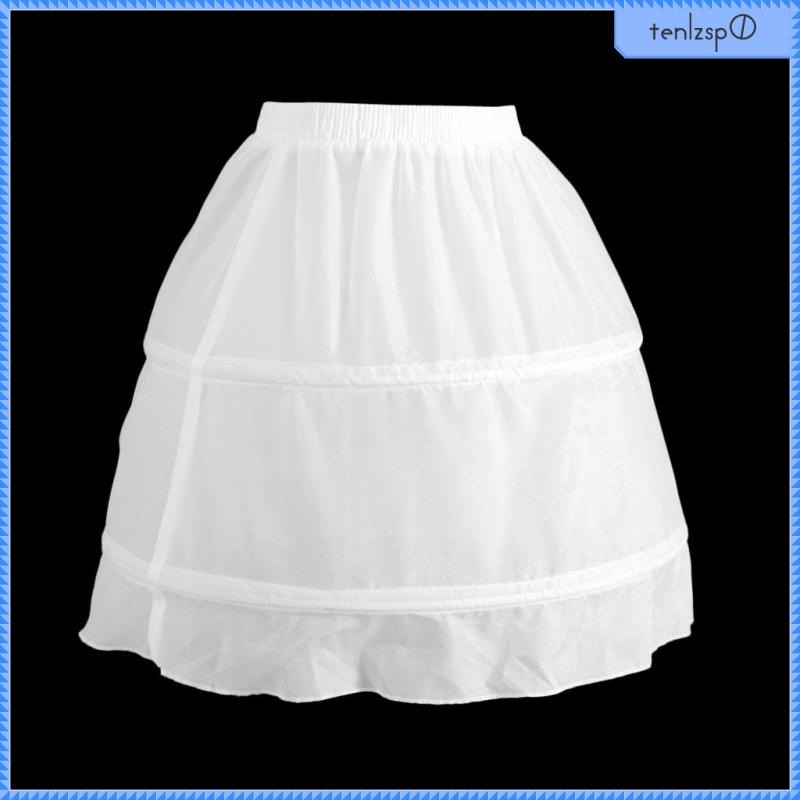 [ Crinoline Petticoat Underskirt 2 Metal Hoops Elastic White for Kids ...
