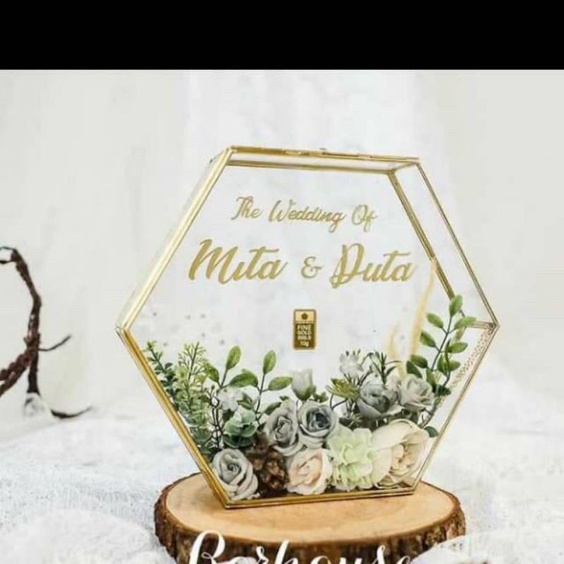 Hexagon frame For Dowry/ Glass Box/ring bearier glassbox/ size 30x5cm ...