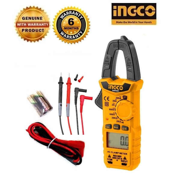 INGCO DCM2001 Digital AC Clamp Meter Tester | Shopee Philippines