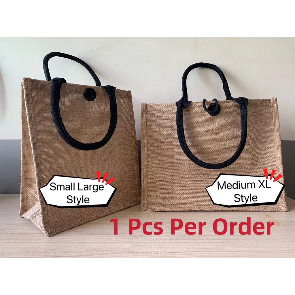 Abaca Tote Bag 3 Color Handle Jute Burlap Linen Hemp Shoulder Bag With ...
