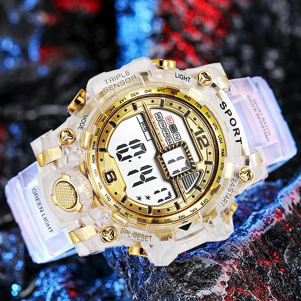 Cross-border explosive large dial transparent electronic watch male ...