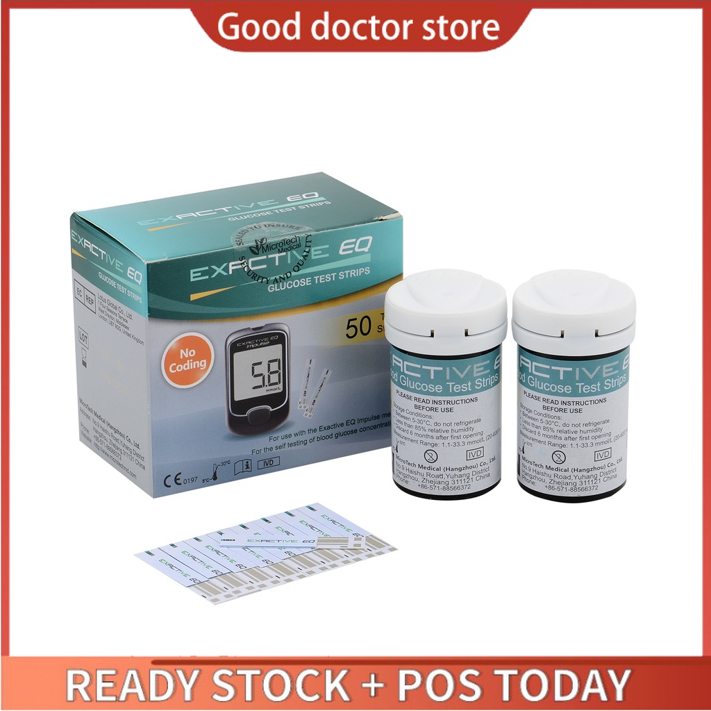 EXACTIVE EQ Impulse Blood Glucose 50s Test Strips FREE 50s Lancets ...