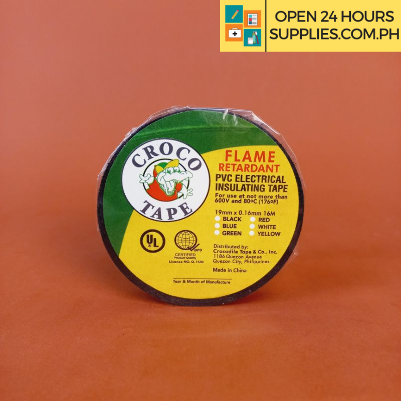 Croco Pvc Electrical Tape 3/4 Inch By 16M - Black Insulating tape ...