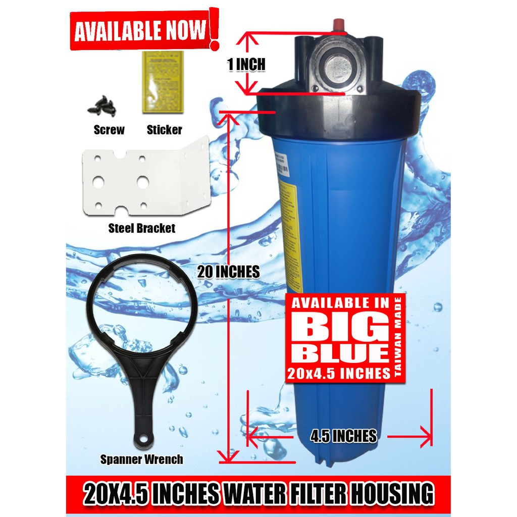 20BB Water Filter Housing BIG BLUE ( 20 X 4.5 Inches ) | Shopee Philippines