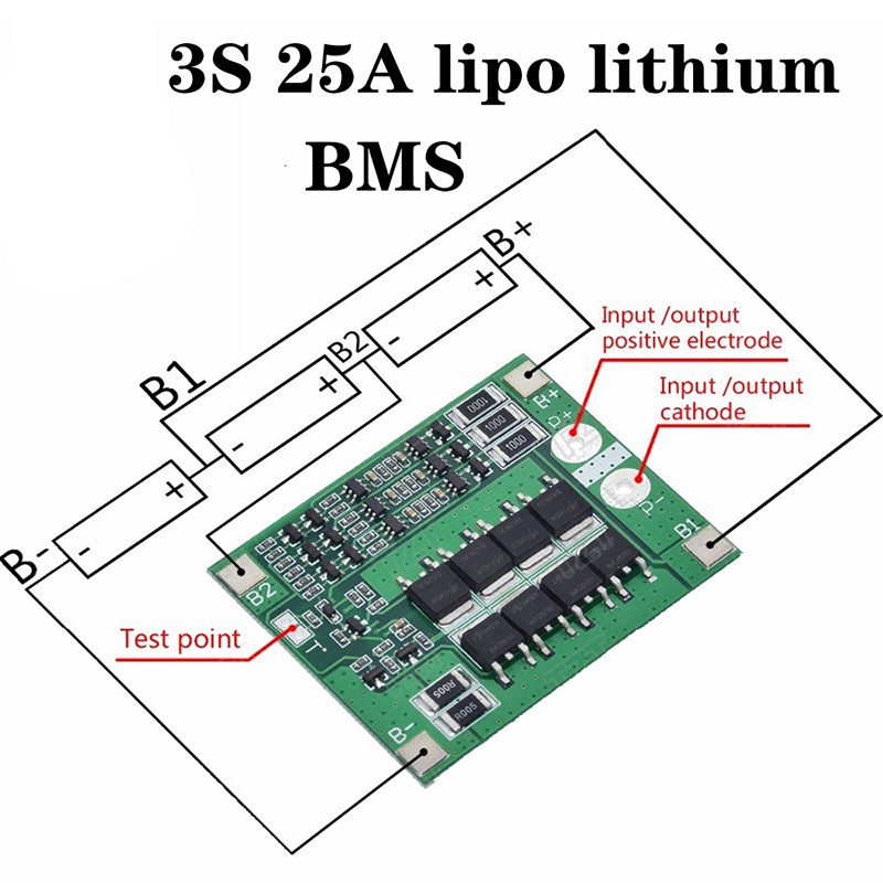 3S 25A Li-ion 18650 BMS PCM battery protection board bms pcm with ...
