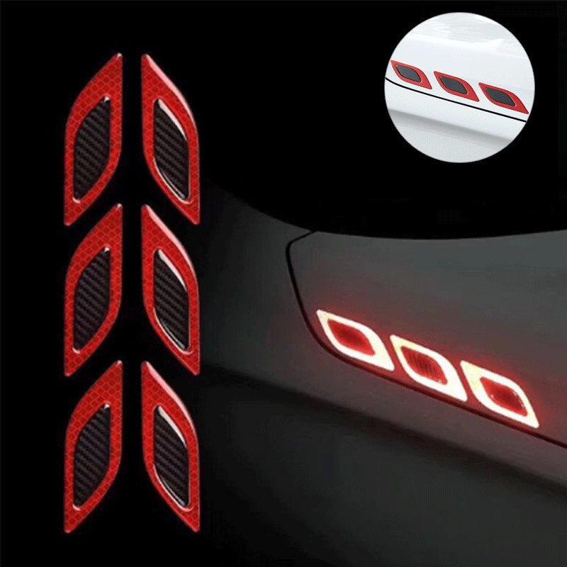6PCS Car Sticker Reflective Strips Night Safety Warning Reflector Tape ...