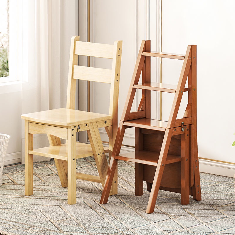 Solid Wood Folding Ladder Chair Household Folding Stair Chair Full ...