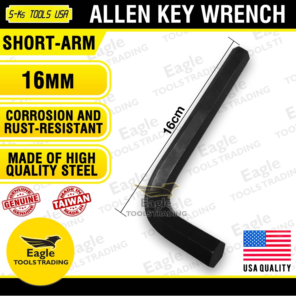 S-Ks Tools USA Allen Key Wrench 16mm 16cm length Short Arm Hex Key ...