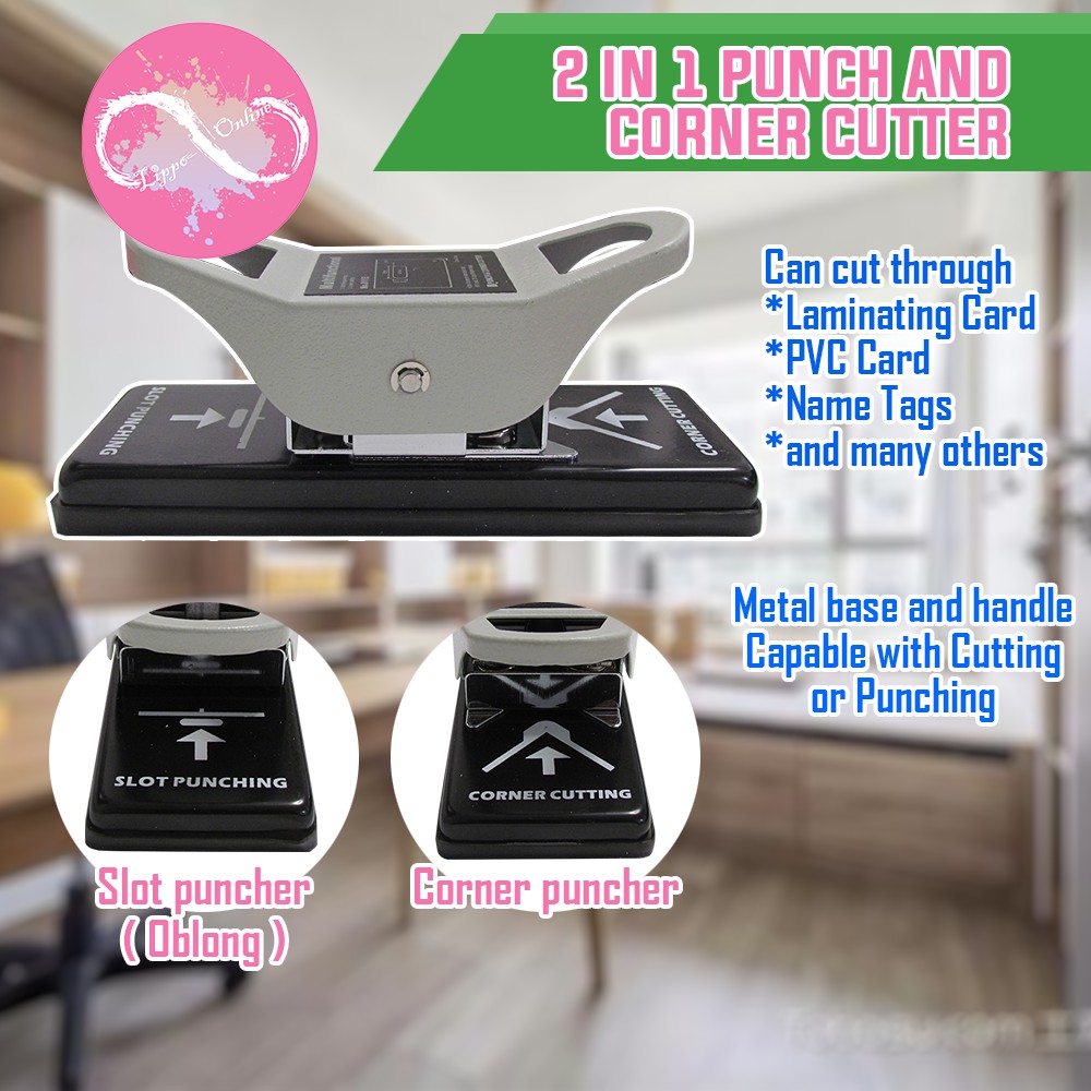 2 in 1 PVC ID Card Puncher [Corner, Oblong] Hole Puncher Corner Round ...