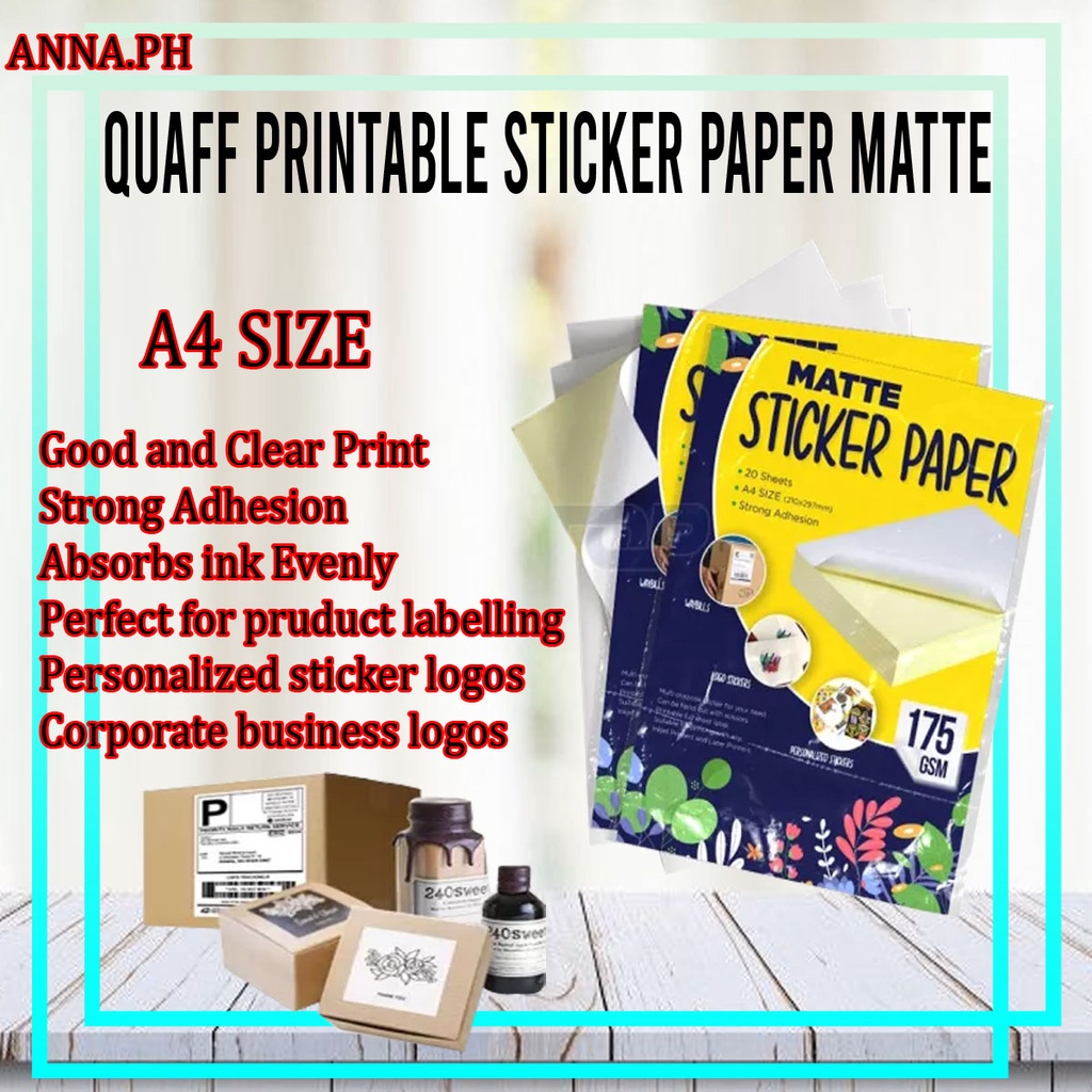 Printable Sticker Paper / Matte Sticker White Paper A4 size 175GSM ...