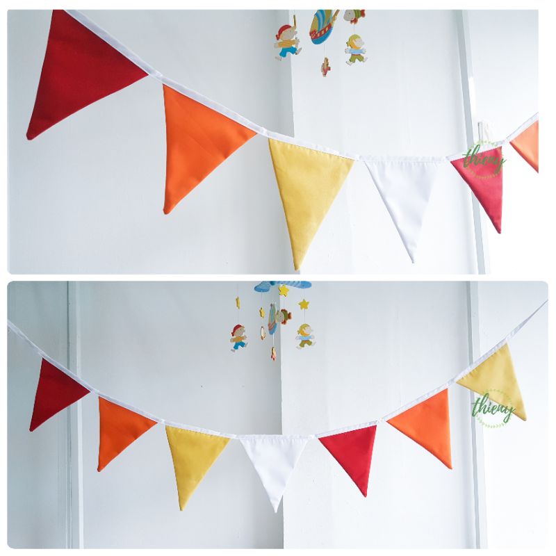 Genuine cotton khaki triangular flag string, beautifully sewn, 2m long ...