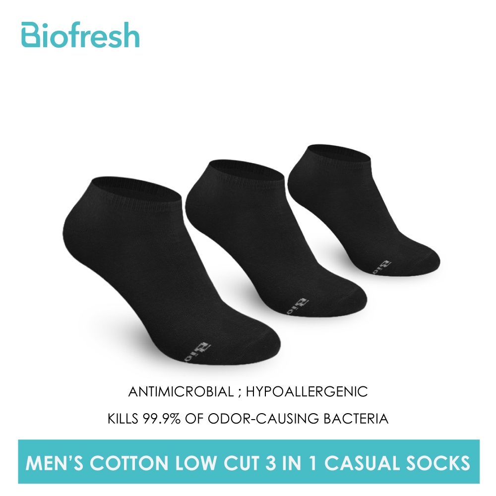 Biofresh Men’s Antimicrobial Odor Free Cotton Low Cut Thin Casual Socks ...