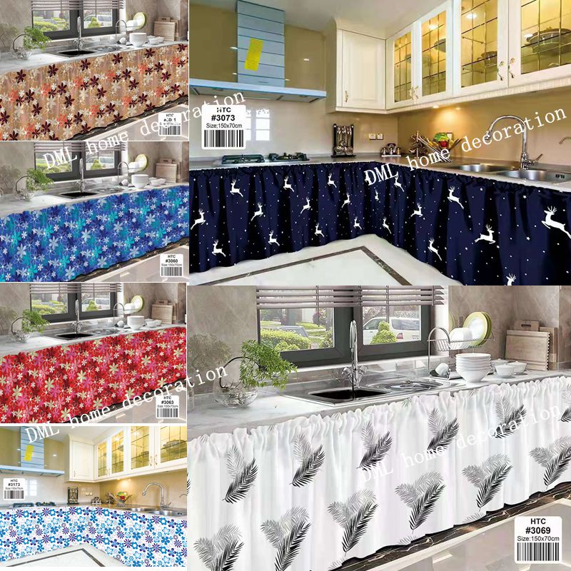 DML New Kitchen Sink Curtain Short kurtina 150*70cm Lababo Curtain Wide ...