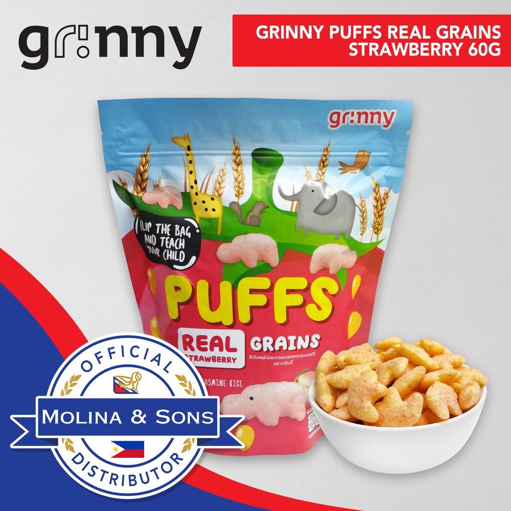 Grinny Puffs Real Grains Strawberry 60G | Shopee Philippines