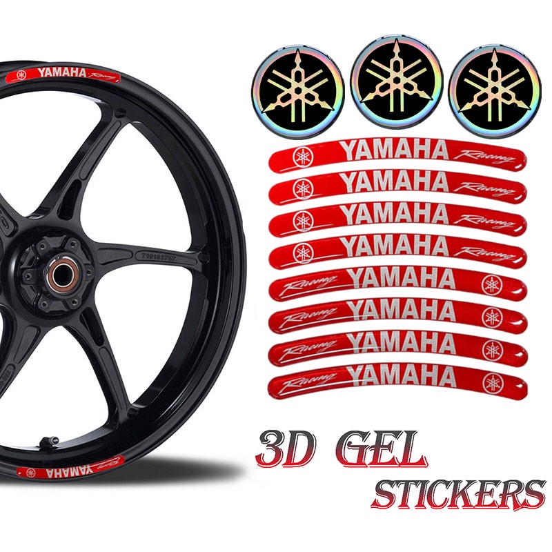 YAMAHA Sticker 3D Gel Wheel Hub Decal Round Decals Set Reflective Rim ...