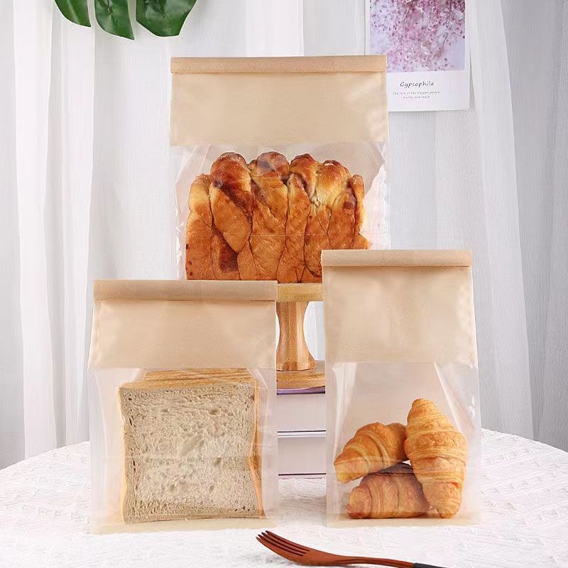 450G Curling Iron Wire Sealing Bread Slice Lunch Bag Square Bag Kraft ...