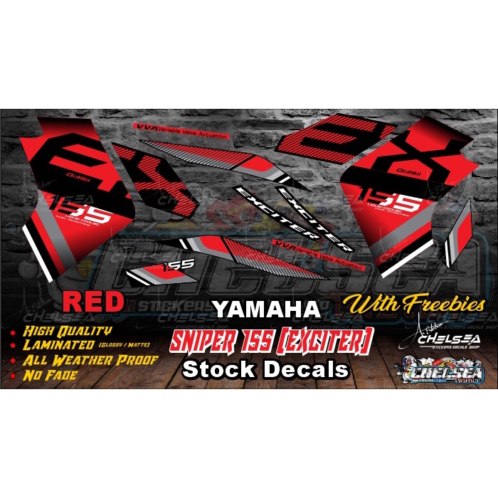 Yamaha Sniper 155 (Exciter 155) Stock Decals / Stickers with freebies ...