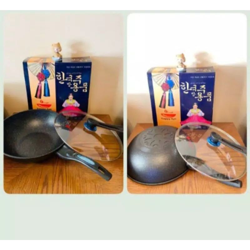 Om PANCI WOK PAN KOREA 32cm HAPPY FUN PANCI WOK Fan VURAL Face MARBLE ...
