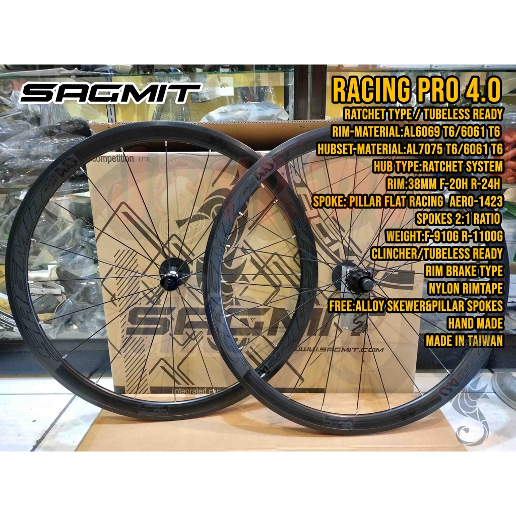 SAGMIT RACING PRO 4.0 (RATCHET TYPE) (TUBELESS READY) (38mm) | Shopee ...