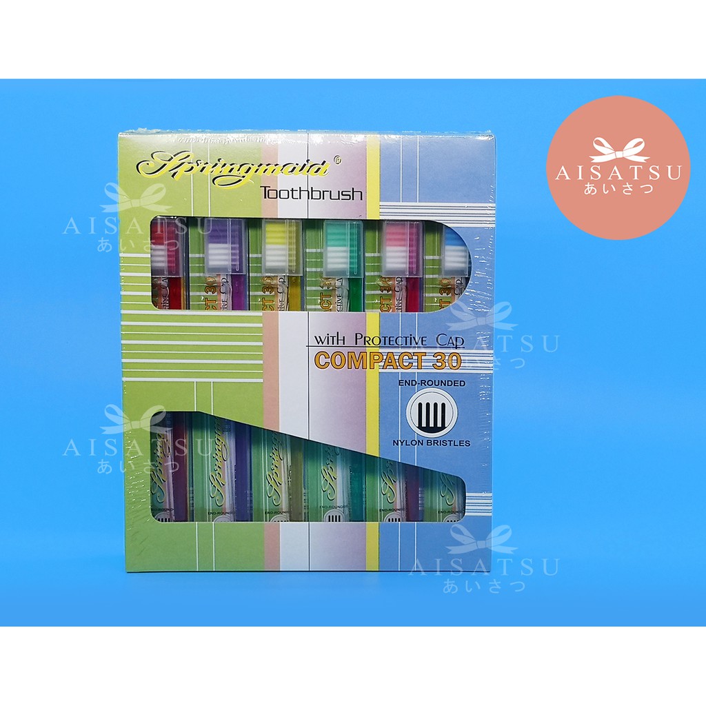 12 pcs/box Springmaid Authentic Adult's Toothbrush #8170 compact tooth ...