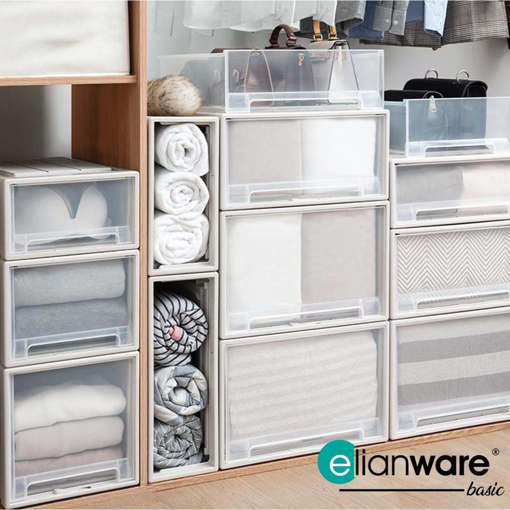 Elianware Drawer Storage Box Stackable Office Shelf Stationery Keeper ...