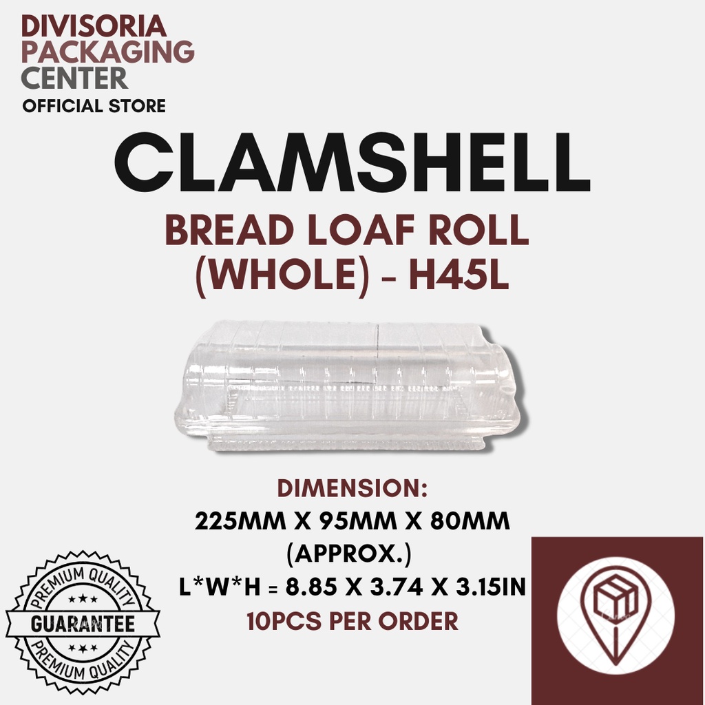 Clamshell OPS Container [Whole Bread Loaf Roll - H45L] Food-grade/ Food ...