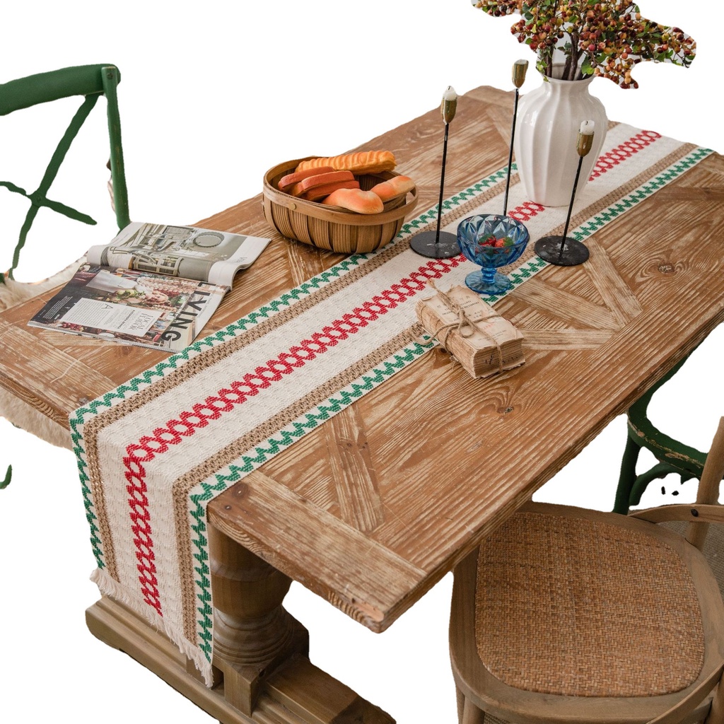 New Pattern Multicolor Table Runner Cotton Linen Table Flag Stripe ...