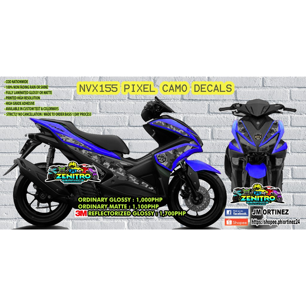 AEROX/NVX155 PIXEL CAMO DECALS (FOR RACE BLUE) | Shopee Philippines