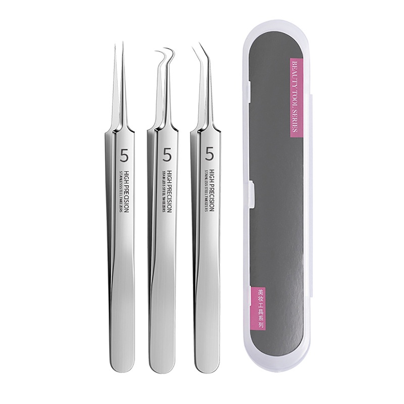 Stainless Steel Acne Clip, 5-in-1 Facial Cleaning Tool Set Tweezers ...