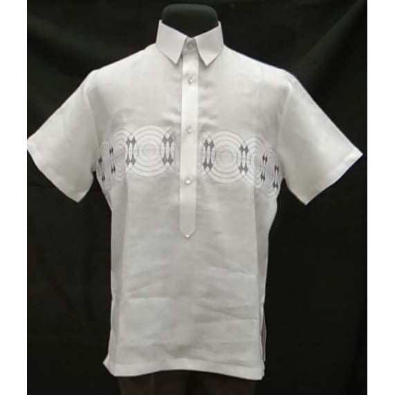 Gusot Mayaman Mens Polo Barong (Mandala) Half Button White | Shopee ...