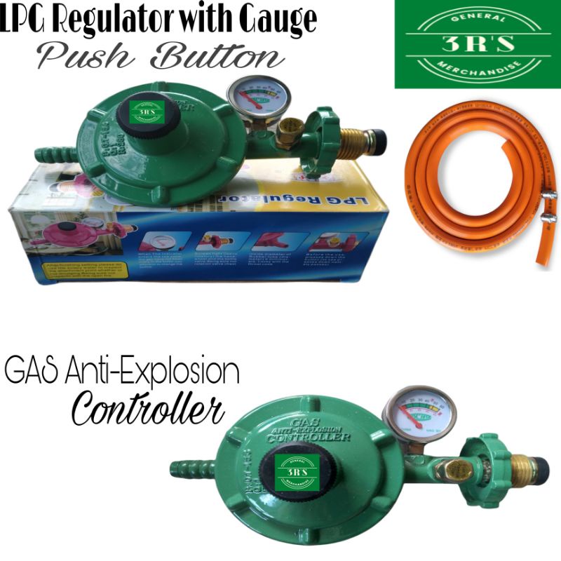 LPG Regulator with Gauge (PUSH BUTTON) GAS Anti-Explosion Controller ...