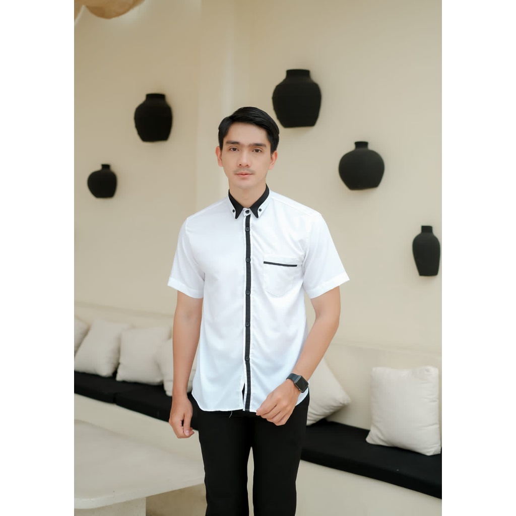 KEMEJA The Latest MODEL Of SLIPIR Combination Collar Shirt | Shopee ...