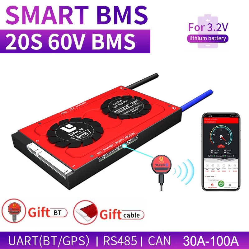 20S 60V Smart LiFepo4 BMS 30A 40A 60A 80A 100A Lithium Battery Board ...