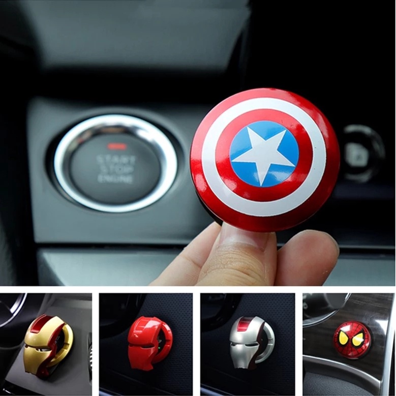 Marvel Spiderman Iron Man Car Interior Sticker Anime Figure Car Engine ...