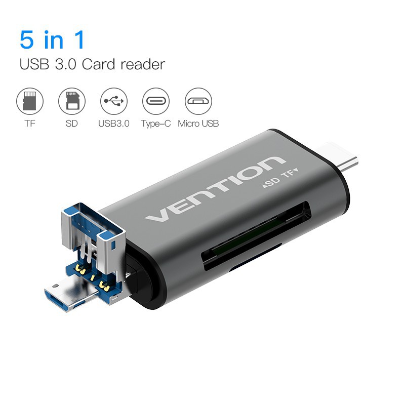 Vention Usb Card Reader 2.0 3.0 Tf Sd Micro Type-C Otg Converter For ...