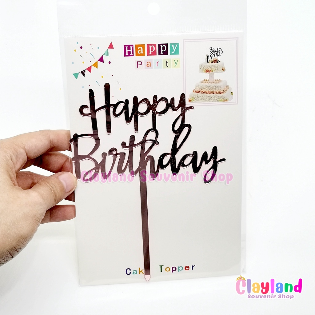Rose Gold HBD Cake Topper Acrylic Happy Birthday Cake Toppers Letter ...