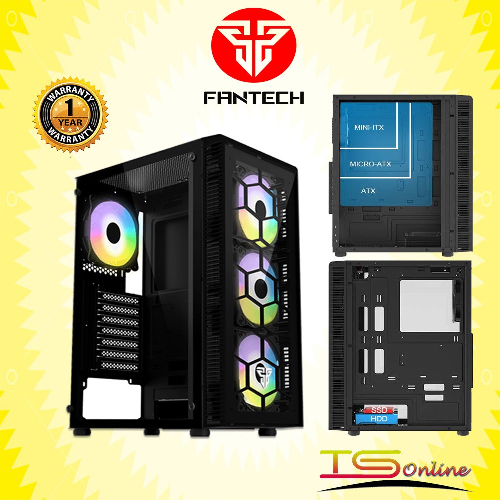 FANTECH HEXA CG73 MIDDLE TOWER GAMING CASE(FREE 4x RGB FAN) | Shopee ...