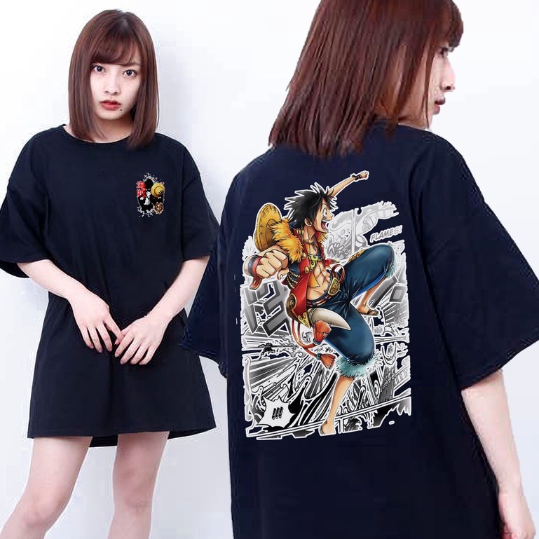 Anime Oversize Black T shirt One Piece Design sublimation Unisex Casual ...