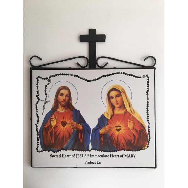 Sacred Heart of Jesus and Immaculate Heart of Mary Wrought Iron Frame ...
