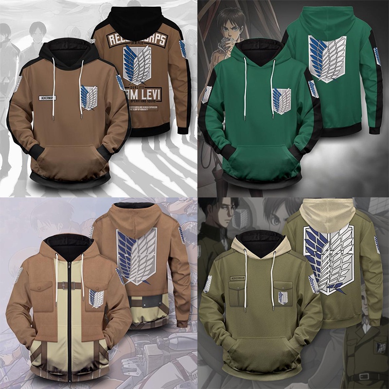 【CustomFashion】Anime Attack on Titan Cosplay Zip Hoodies Survey Corps ...