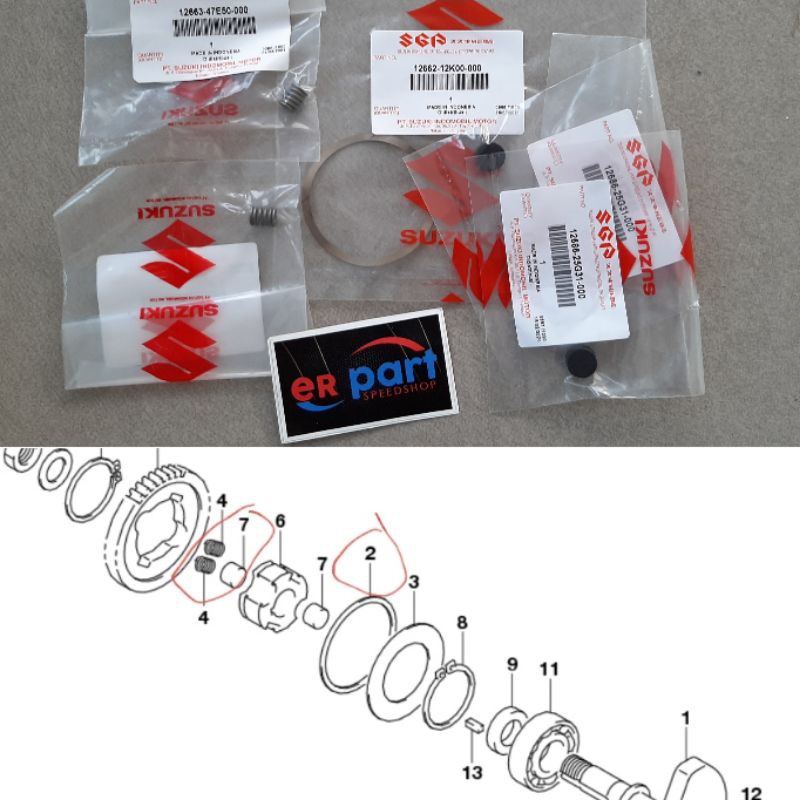 Rubber Damper spring balancer crankshaft raider 150 Fi Gsx 150 satria ...