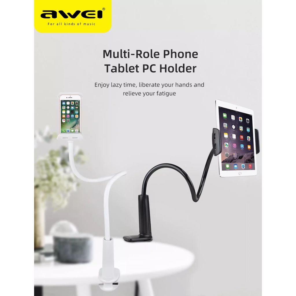 Awei X3 Mobile Phone Tablet Flexible Lazy Pod Stand Mount Phone Holder ...