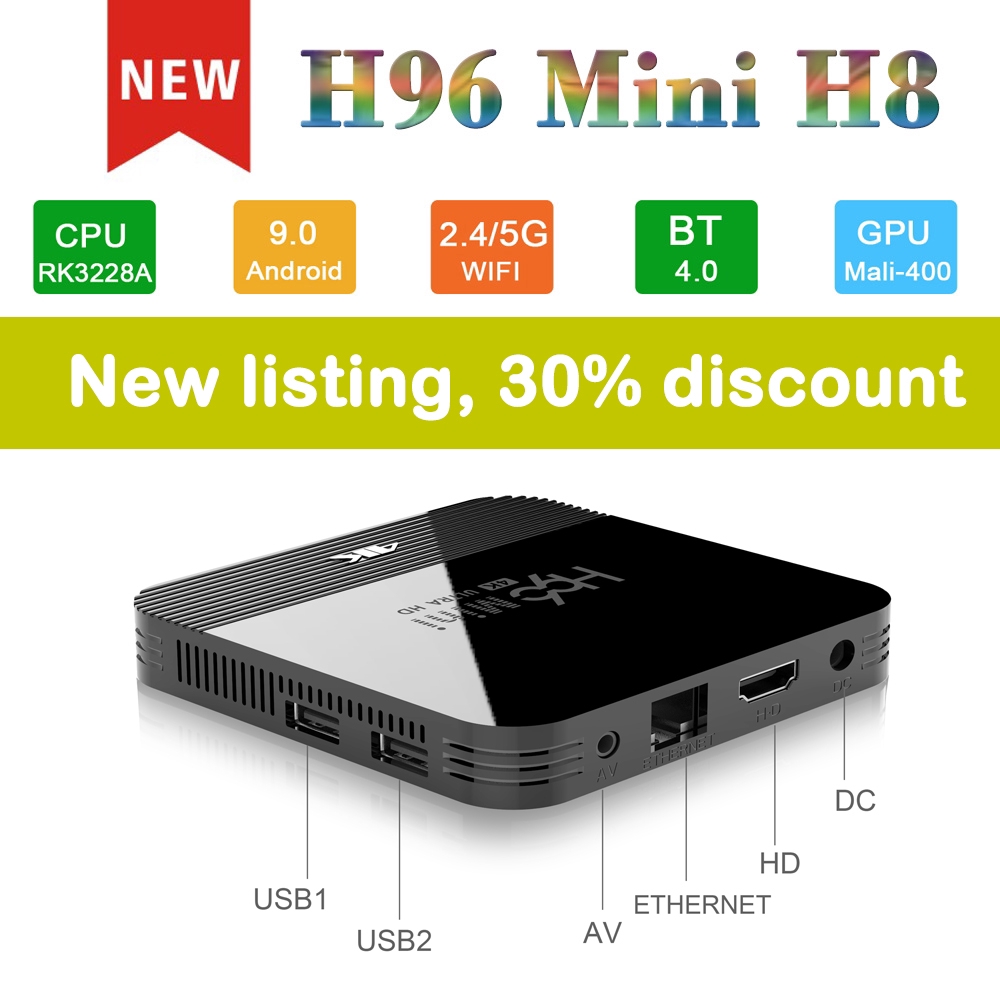 H96 MINI H8 Android 9.0 tv box 2.4G/5G WiFi Bluetooth 4.0 USB2.0 1080P ...